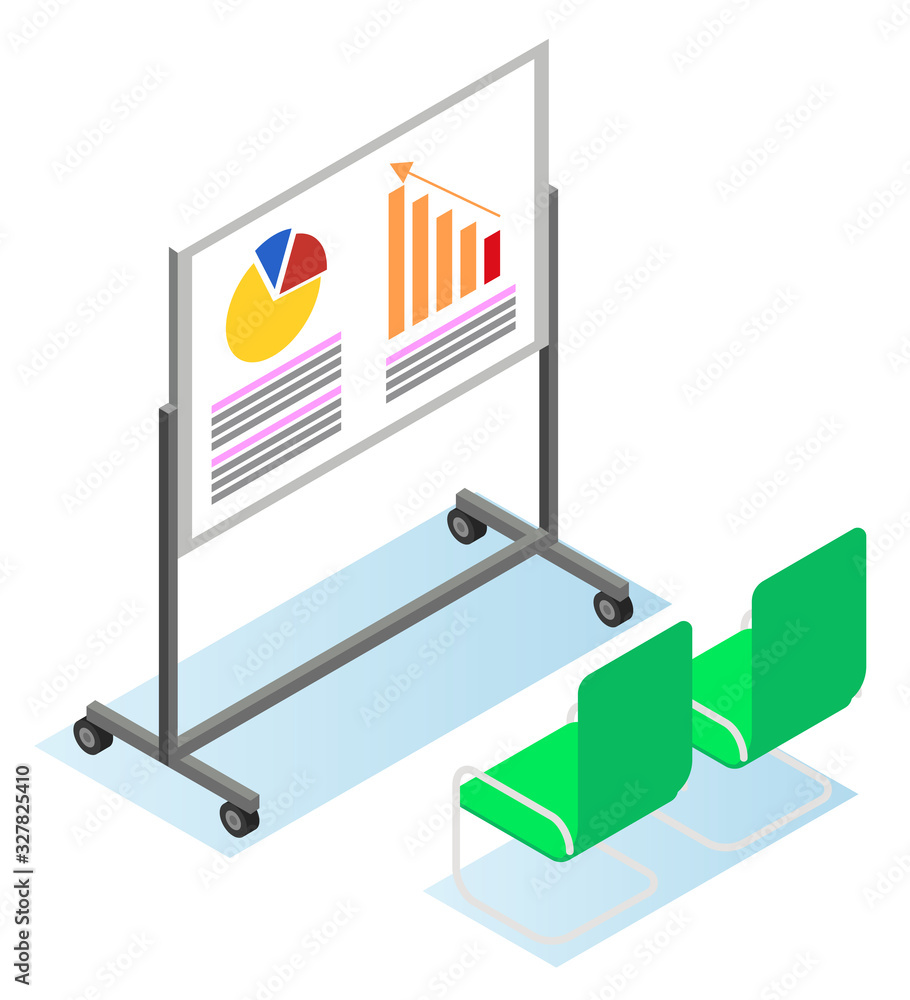 Boardroom interior design, whiteboard for presentation and chairs ...