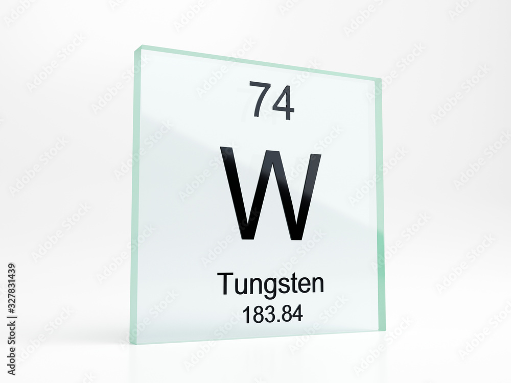 Tungsten element symbol from periodic table on glass icon - realistic ...