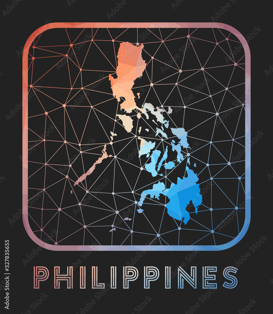 Philippines map design. Vector low poly map of the country. Philippines ...