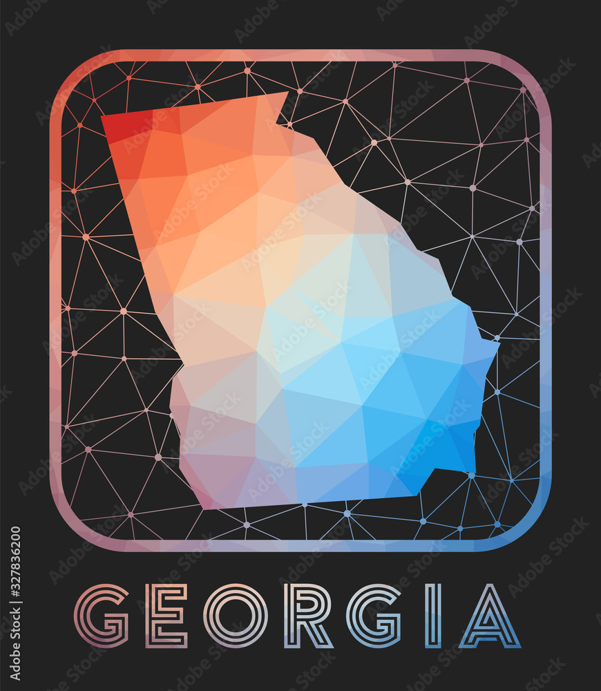 Georgia map design. Vector low poly map of the us state. Georgia icon ...