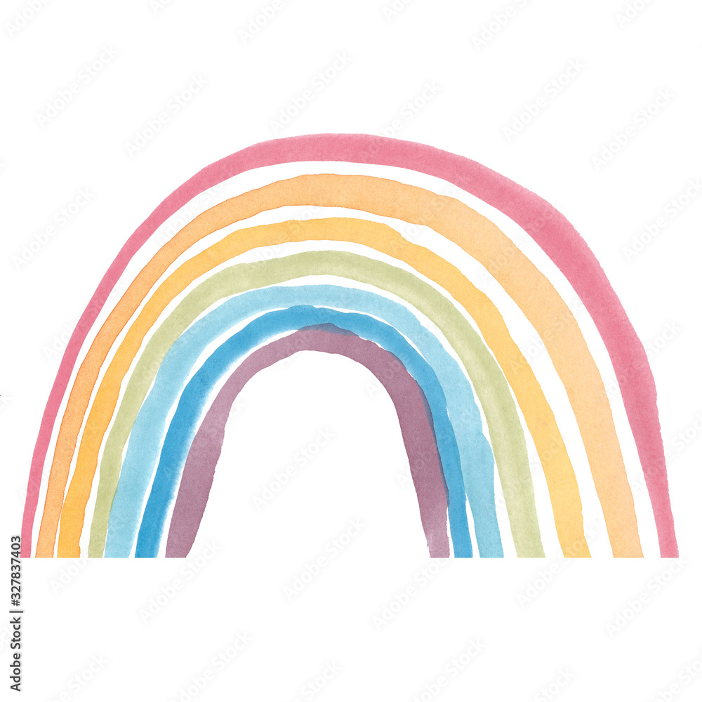 Watercolor hand drawn abstract rainbow shape design element in trendy ...