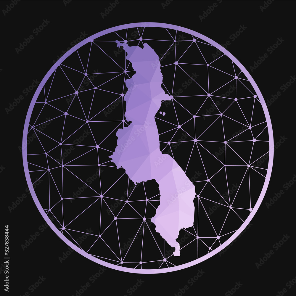 Malawi icon. Vector polygonal map of the country. Malawi icon in ...