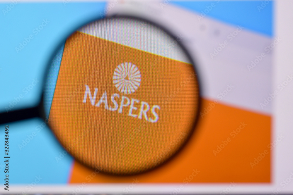 Homepage of naspers website on the display of PC, url - naspers.com ...