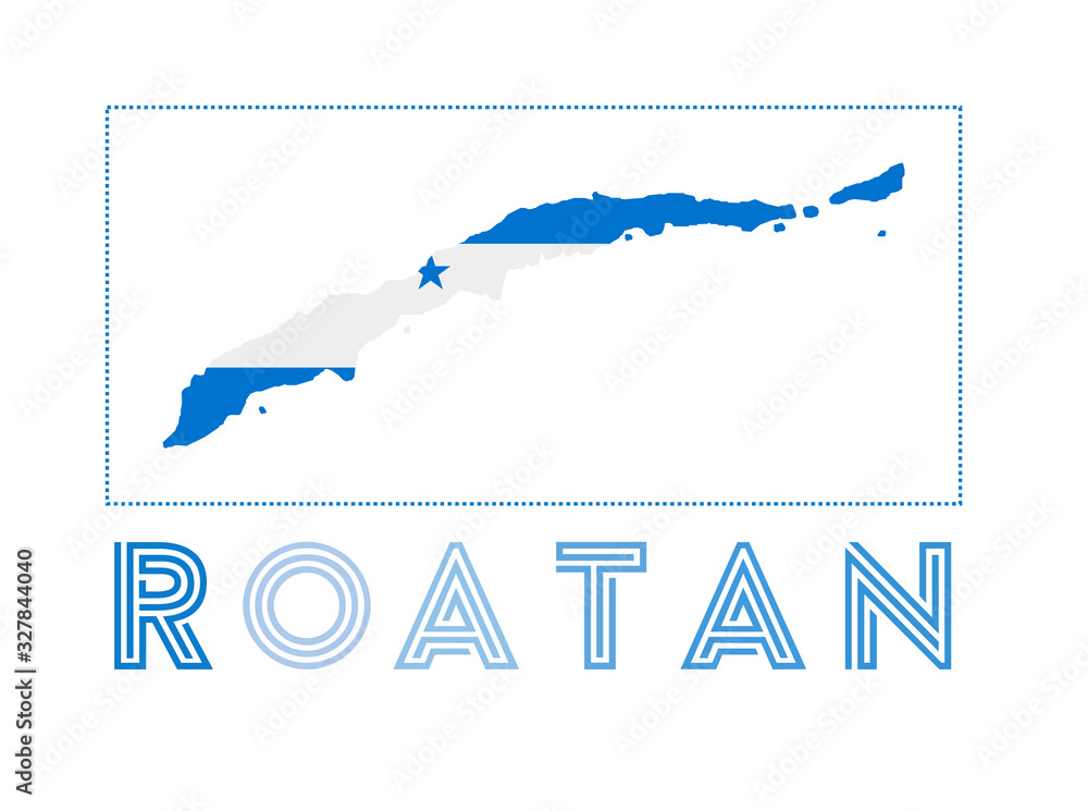 Stockvector Roatan Logo. Map of Roatan with island name and flag. Cool ...