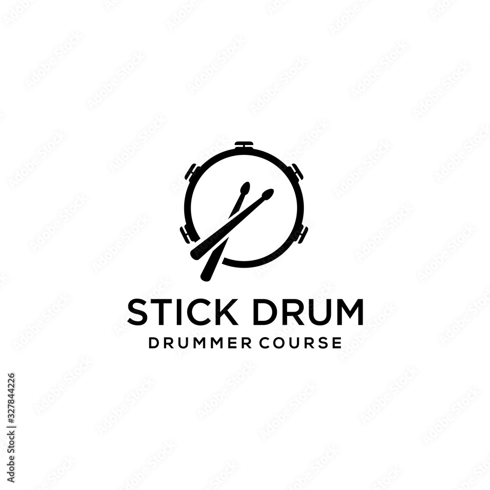 Illustration of abstract drum sign with a stick to hit it for the logo ...