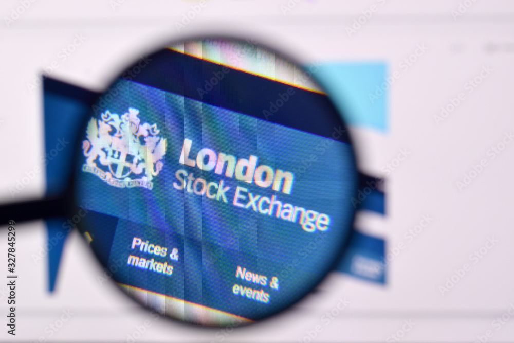 Homepage of london stock exchange website on the display of PC, url ...