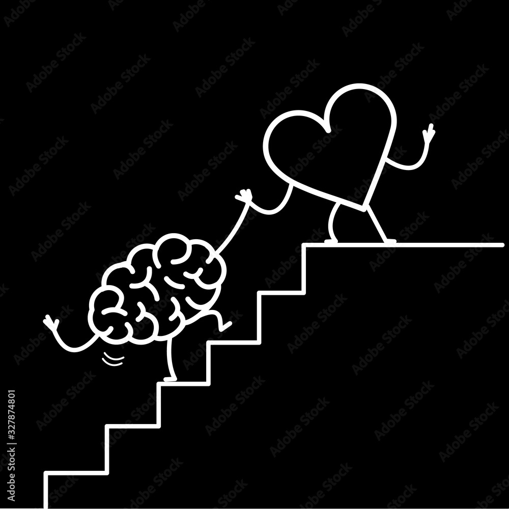 heart helping hand brain to success. Vector concept illustration of ...