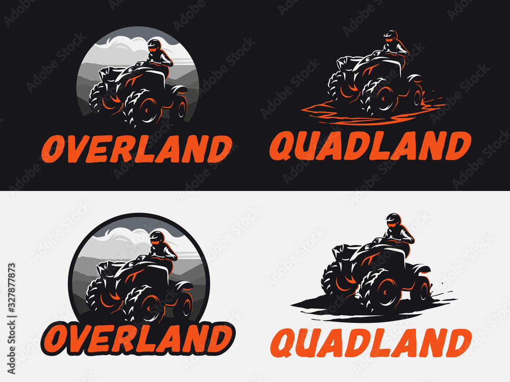 Set of ATV vehicle logo and emblems isolated on white and black ...