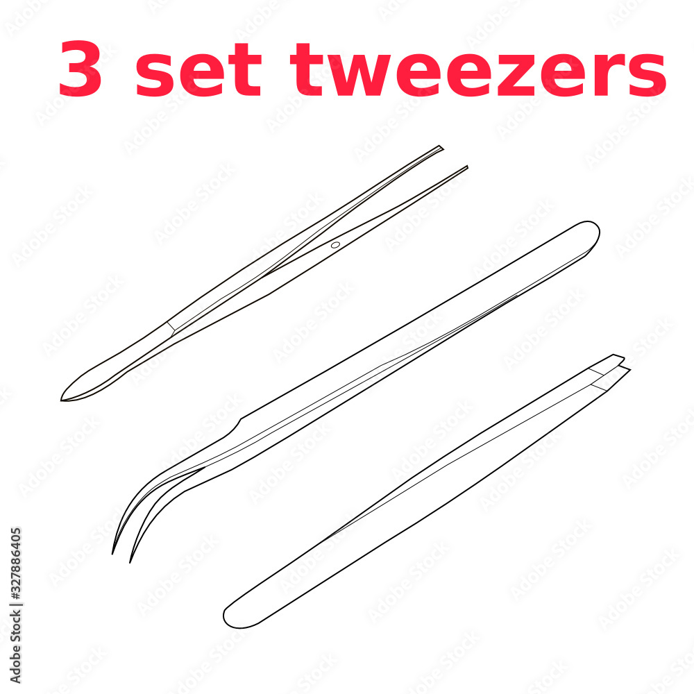 3 outline vector svg set of the metal tweezers Stock Vector | Adobe Stock
