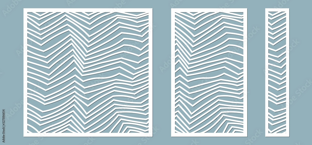 Set, panel for registration of the decorative surfaces. Abstract lines ...