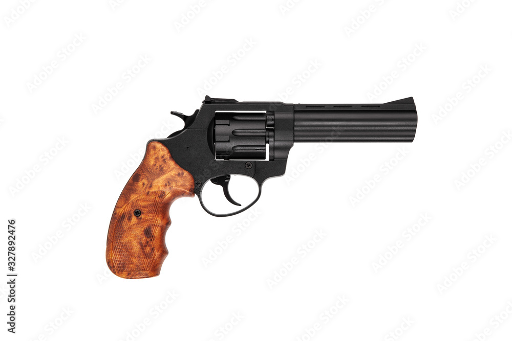 Black gun pistol revolver isolated on white back. Weapons for sports ...