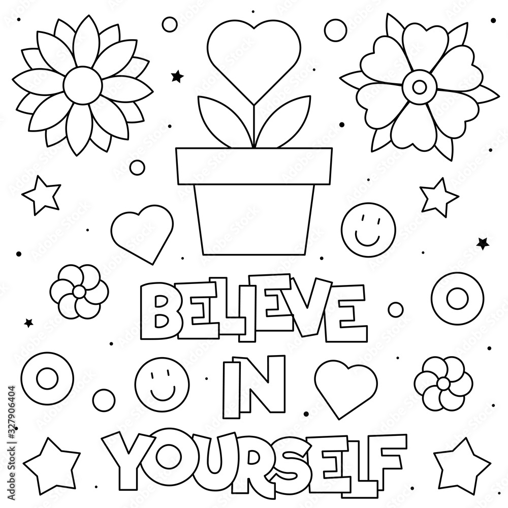 Believe in yourself. Coloring page. Vector illustration. Stock Vector ...
