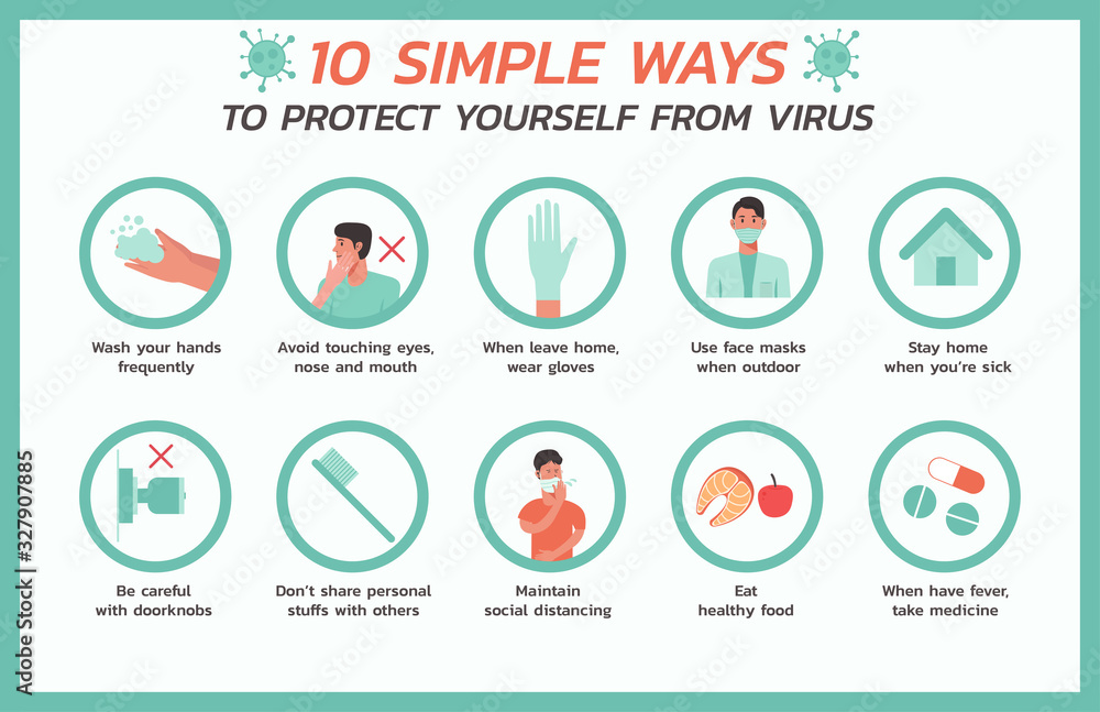 ten simple ways to protect yourself from virus infographic concept ...