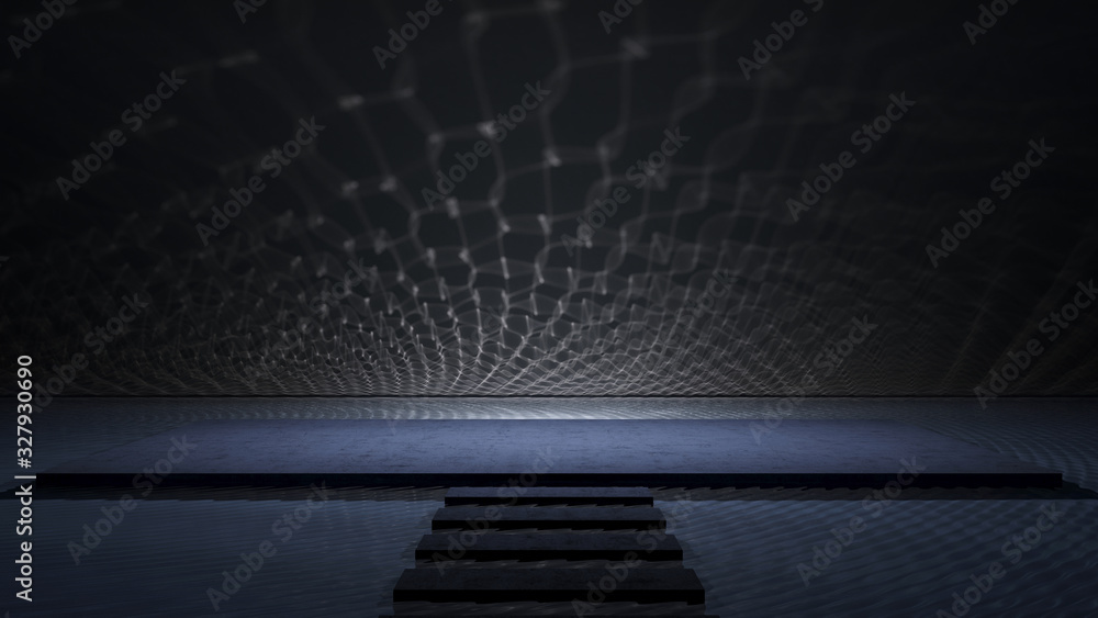 Interior Water Pool with Caustic Flare Pattern on Wall and island ...