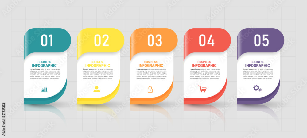 Infographics design template, 3D Business concept with 5 steps or ...