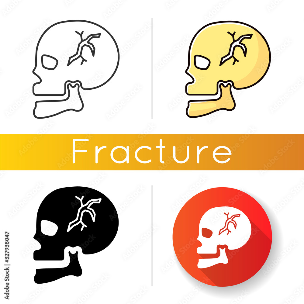 Skull fracture icon. Cranial bone break. Dangerous head injury ...