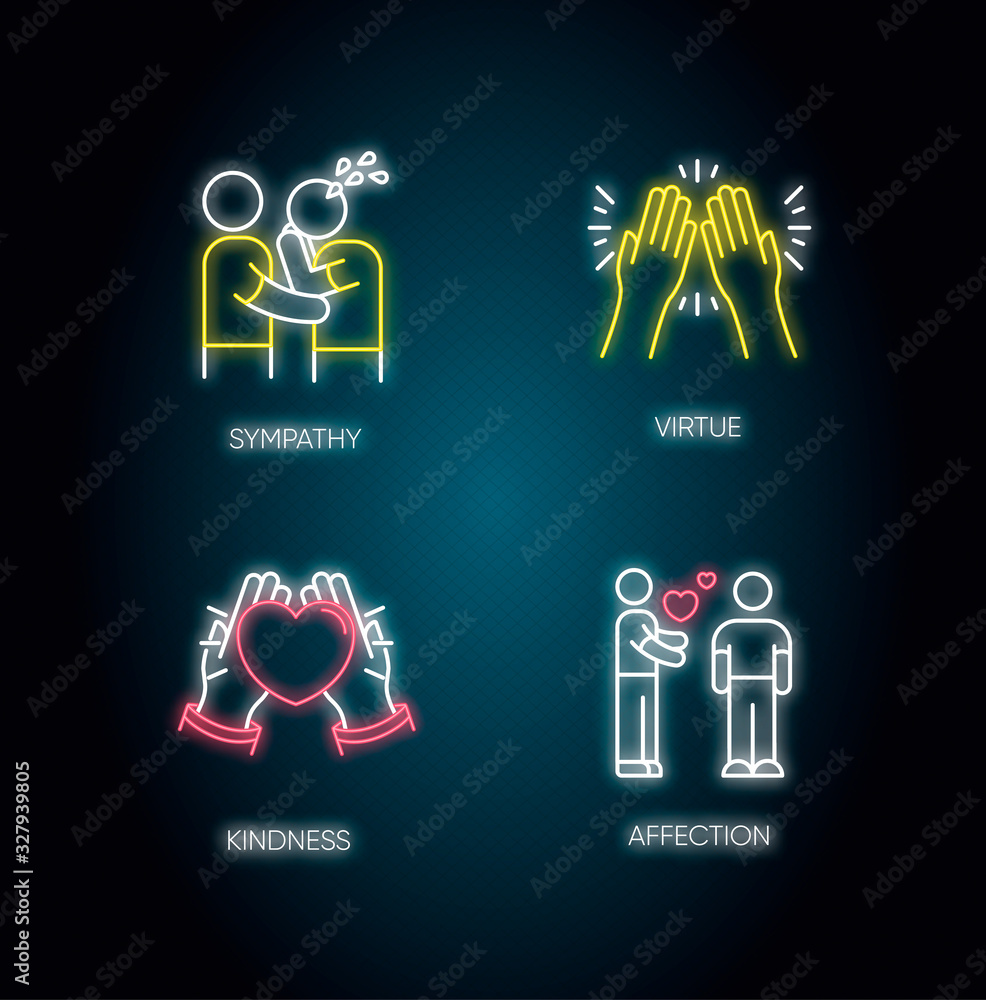 Social connection neon light icons set. Signs with outer glowing effect ...