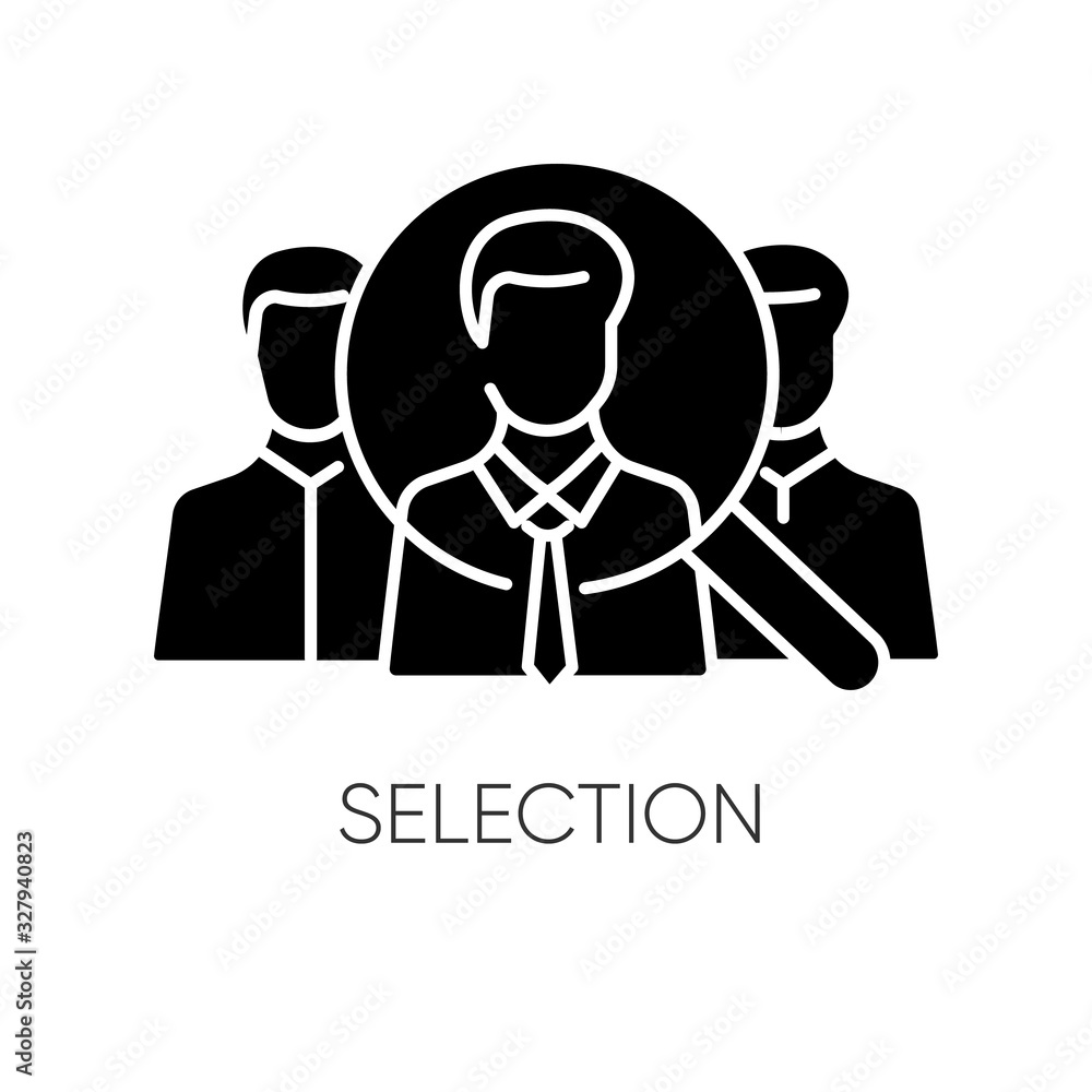 Selection black glyph icon. Executive search, professional headhunting ...