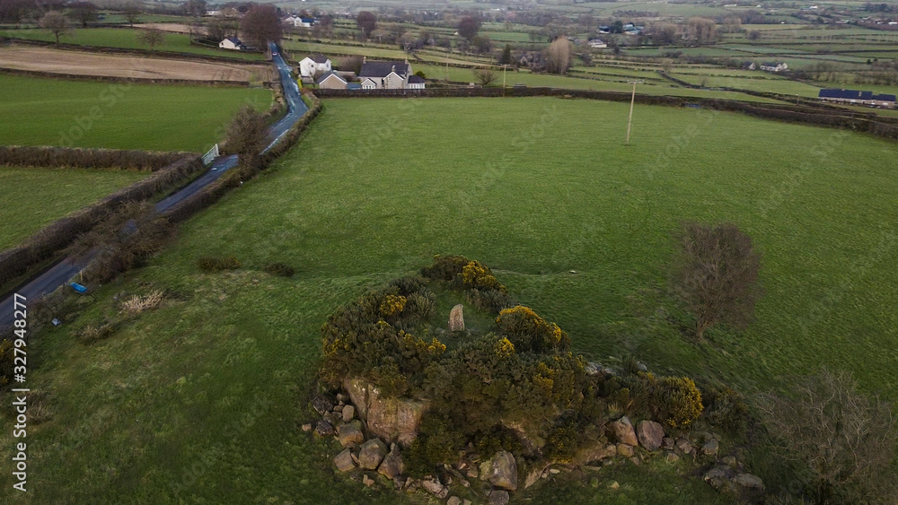 Drone image of The Holestone, ancient Bronze age standing stone that ...