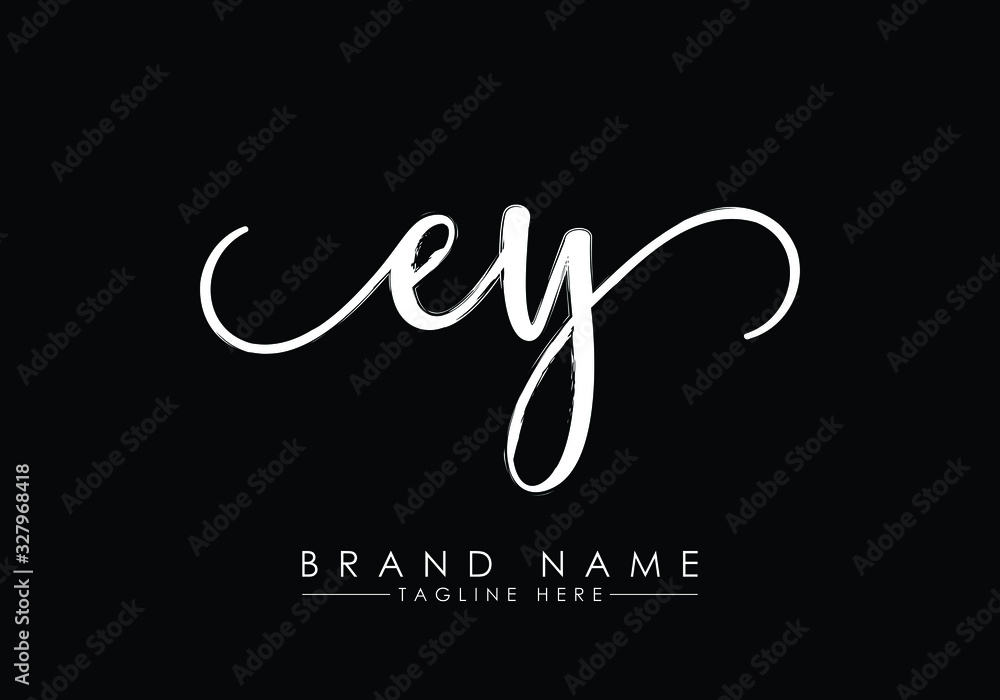 E Y Initial handwriting logo vector, Handwriting logo design with Brush ...