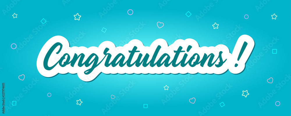 Congratulations Card. Hand Written Lettering Calligraphy in White Cloud ...