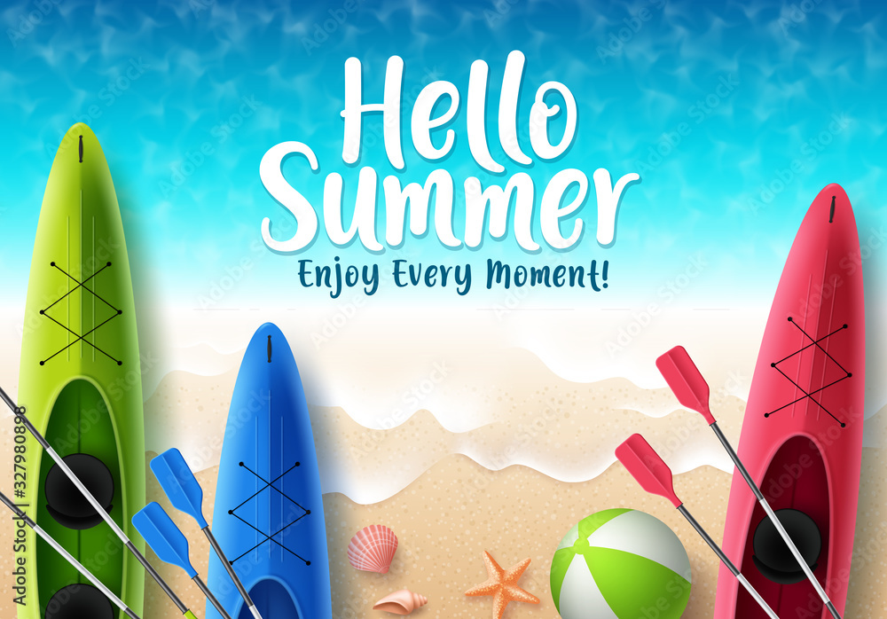 Hello summer vector banner design. Hello summer text with colorful ...