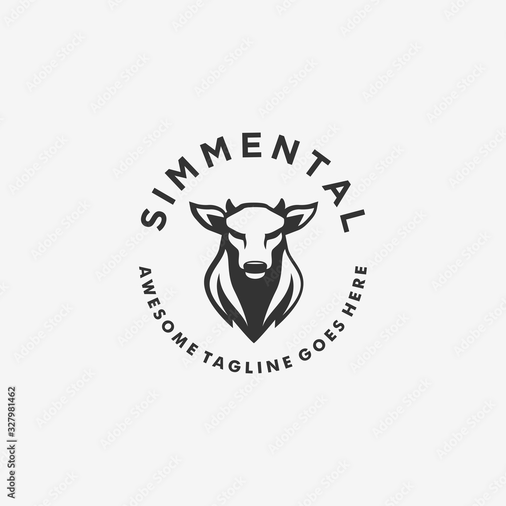 Vector Logo Illustration Simmental Vintage Badge Style. Stock Vector ...