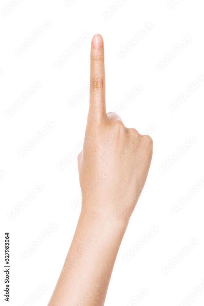 woman hand gesture (number 1) isolated on white. Stock Photo | Adobe Stock