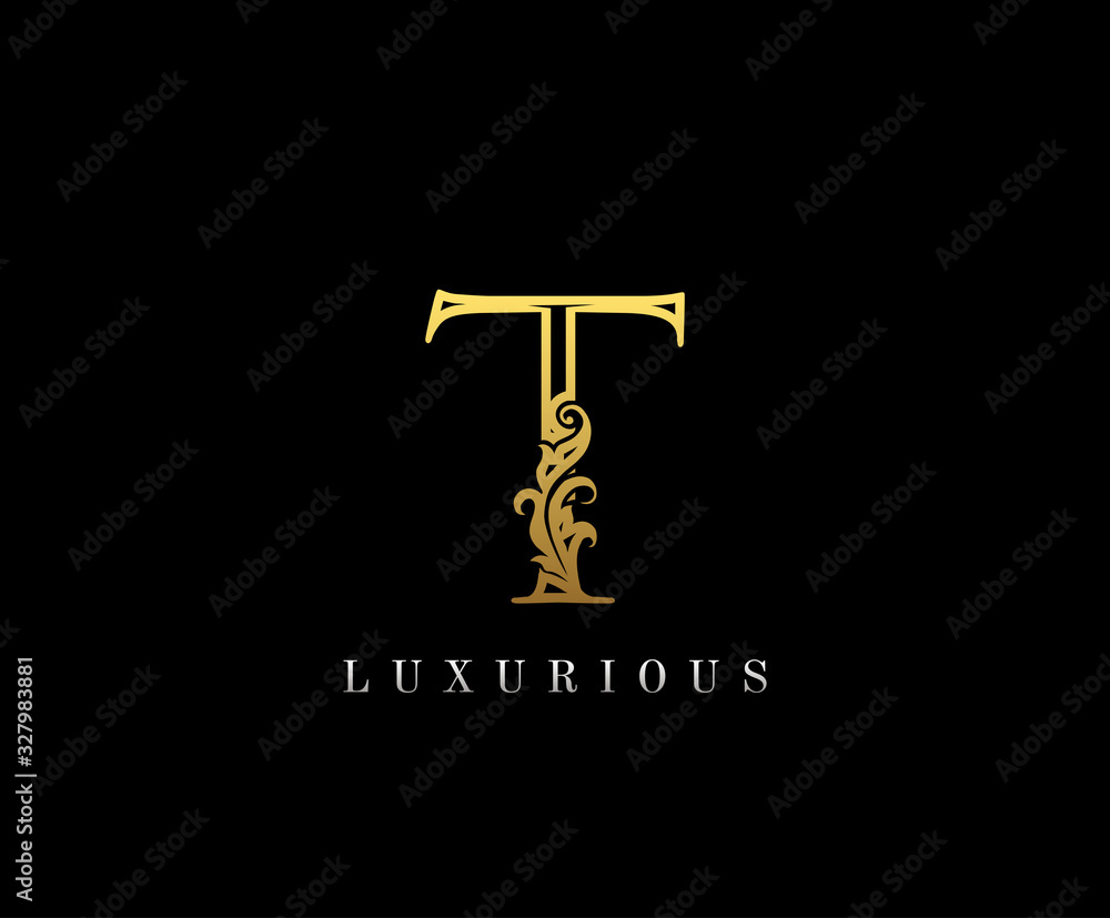 Gold Letter T Logo Icon . T Letter Design Vector with Golden Colors and ...