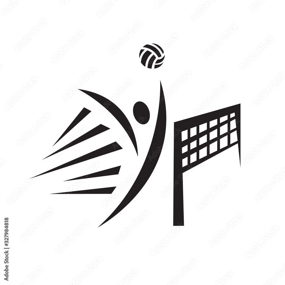 Abstract volleyball player logo design vector illustration Stock Vector ...