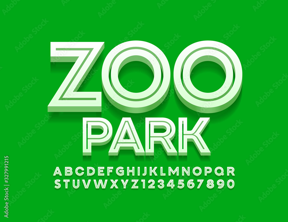 Vector green logo Zoo Park with 3D White Font. Creative Alphabet ...
