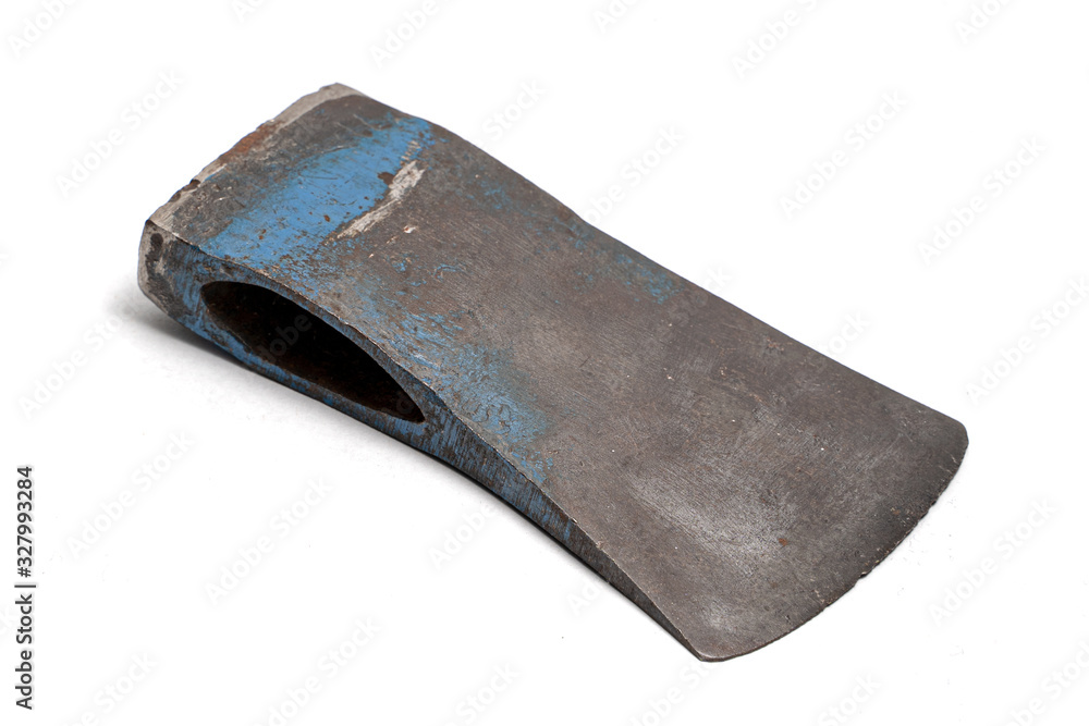Vintage Blue Axe Head on White background with shadow Stock Photo ...