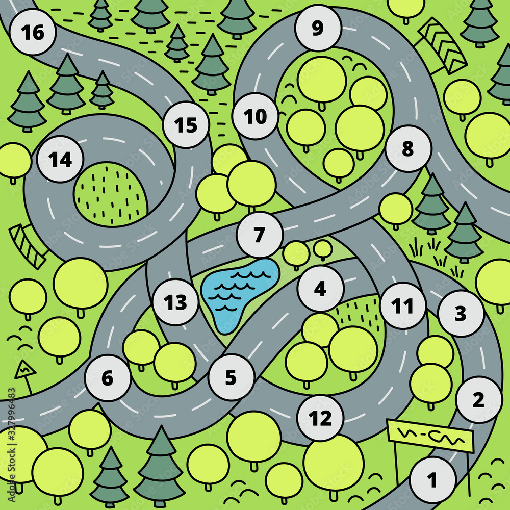 Road map for a children game on the table. Board game. Wallpaper for ...