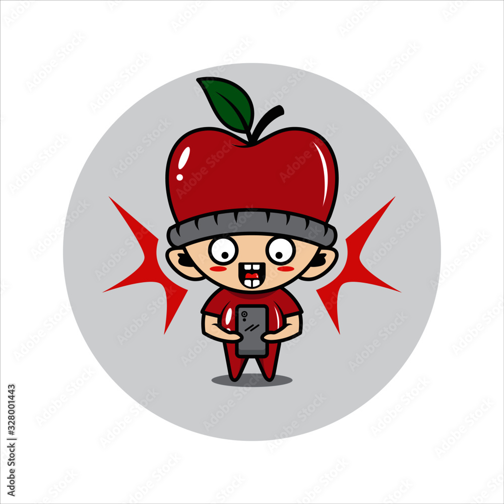 Apple mascot cute characters activity vector illustration Stock Vector ...