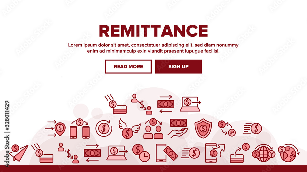 Remittance Finance Landing Web Page Header Banner Template Vector ...
