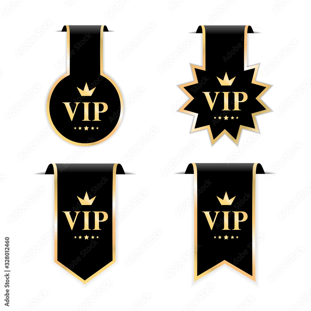 VIP quality vector badges. Luxury black and gold labels. Vector ...