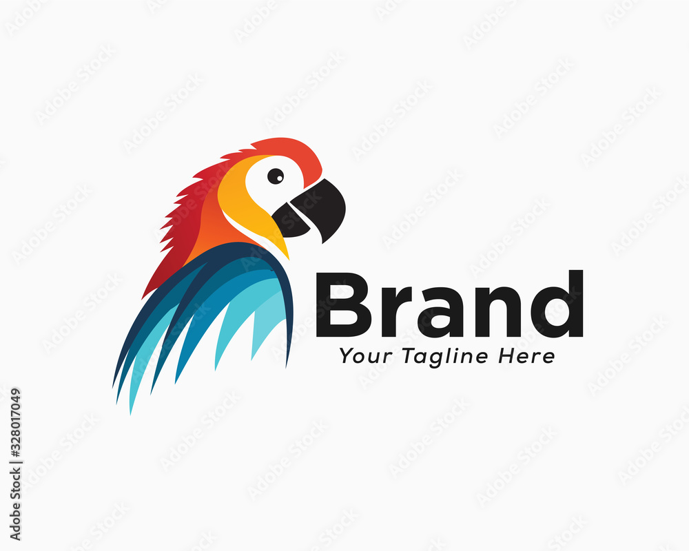 Elegant colorful parrot half body view logo design inspiration Stock ...