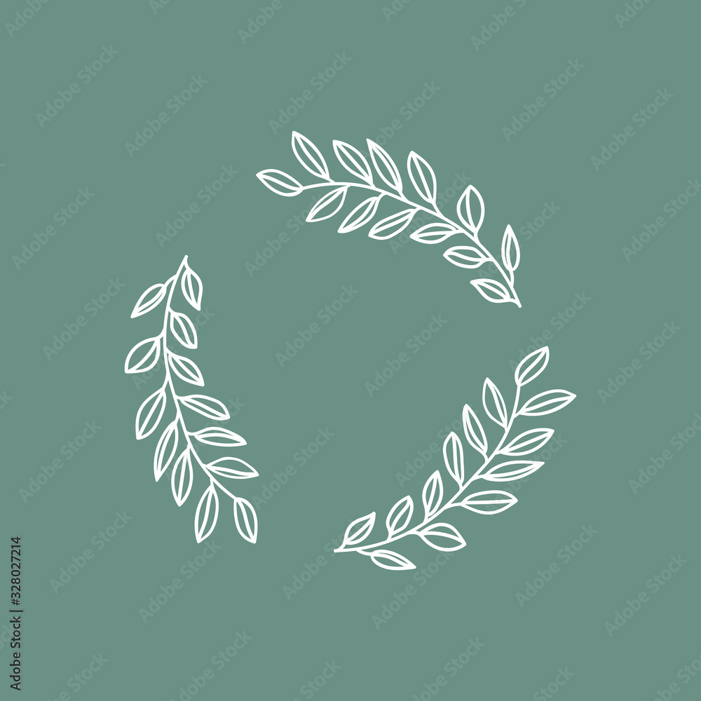 Branches of olives, symbol of victory. Silhouette of circule laurel ...