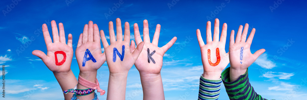 Children Hands Building Colorful Dutch Word Dank U Means Thank You ...