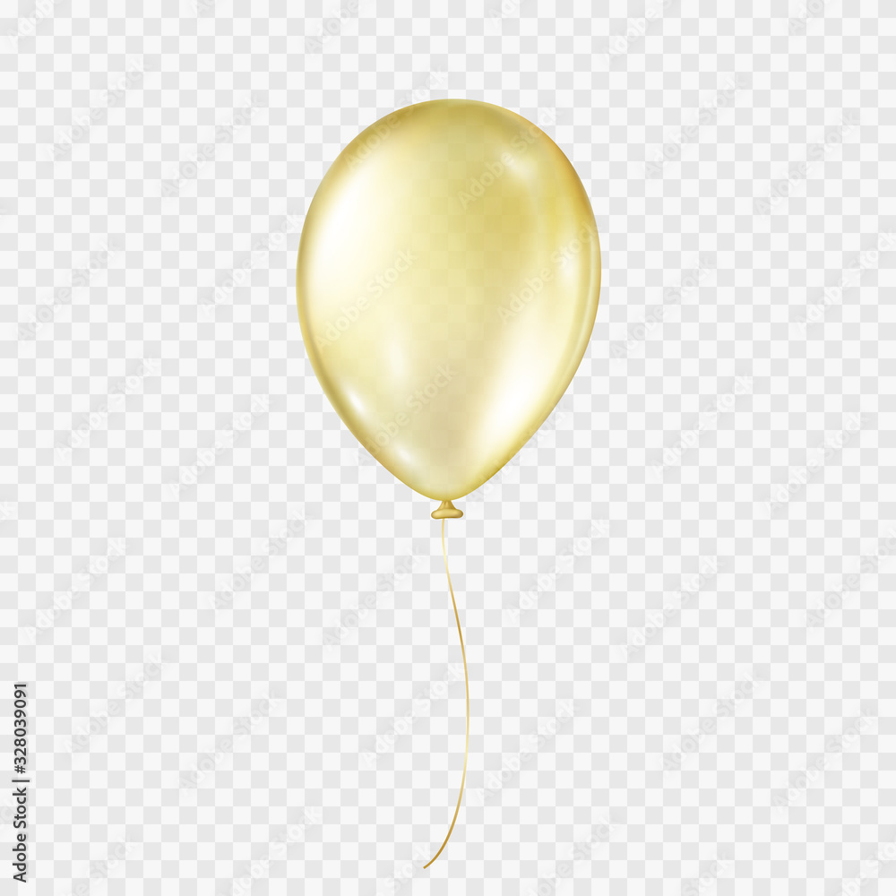 Gold balloon isolated on transparent background. Vector realistic ...