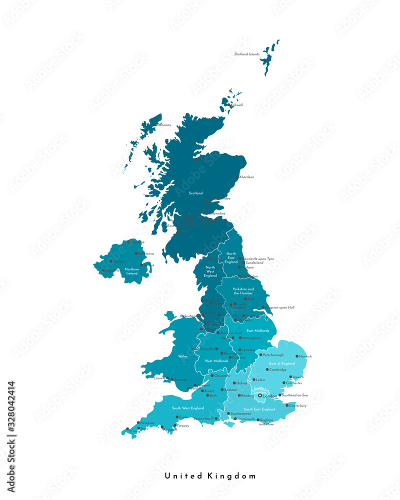 Vector modern isolated illustration. Simplified administrative map of ...