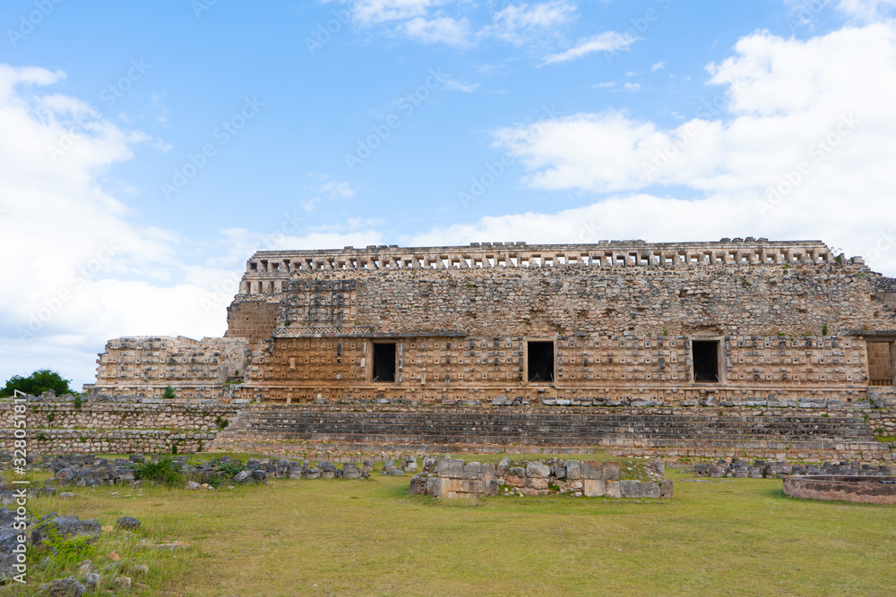 Palace of the Masks (Codz Poop) in Kabah Mayan archaeological site ...