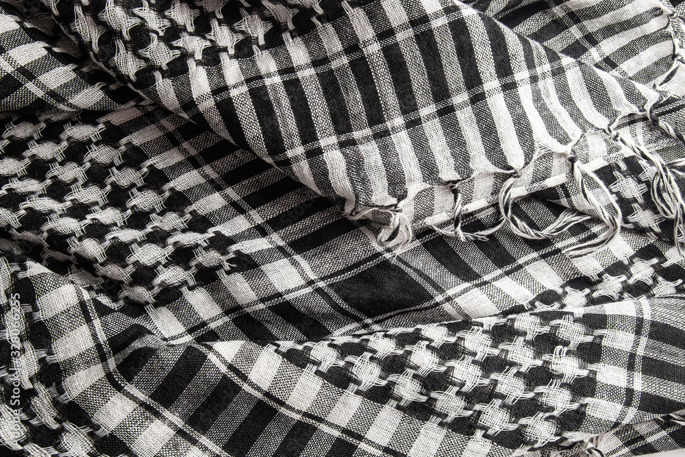 Saudi men’s national headdress called Ghutrah. Traditional tissue black ...