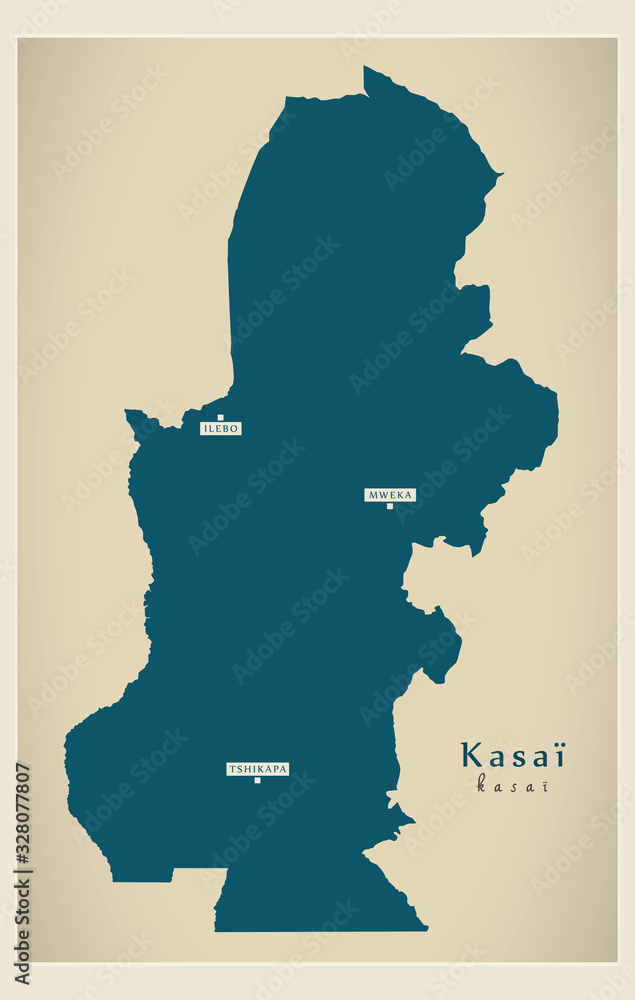 Modern Map - Kasai province map of DR Congo Stock Vector | Adobe Stock