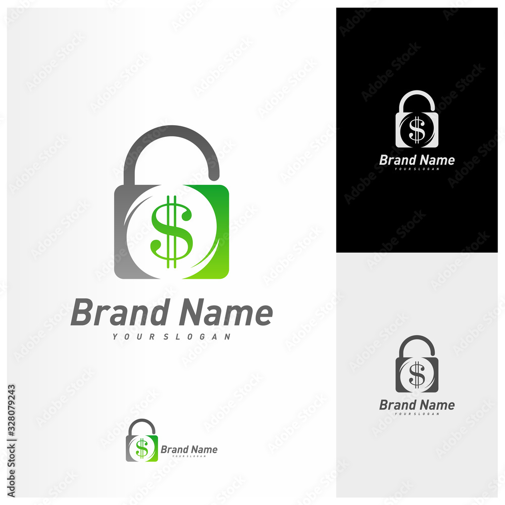 Money lock logo vector template. Lock with money logo design concept ...