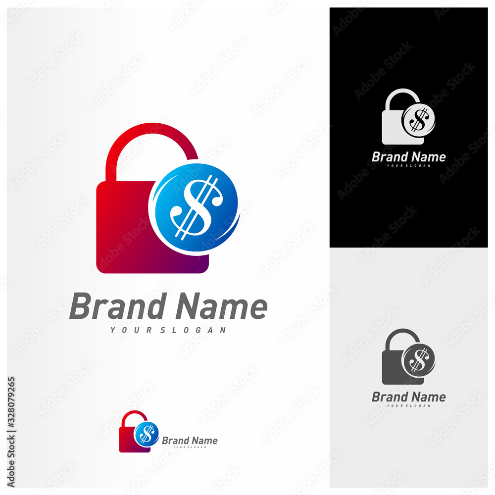 Money lock logo vector template. Lock with money logo design concept ...
