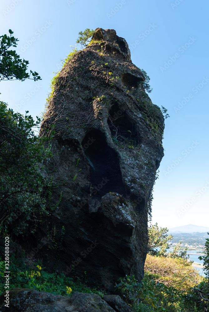 Tall Rock Formation Seongsan Ilchulbong Crater Jeju UNESCO Stock Photo ...