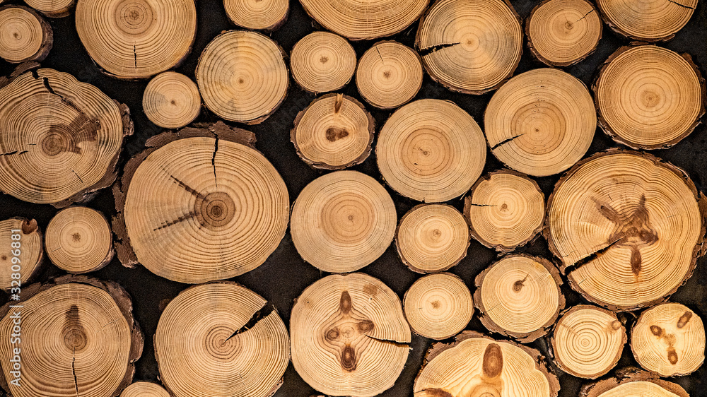 Stack of wooden stumps in cross section texture background Stock Photo ...