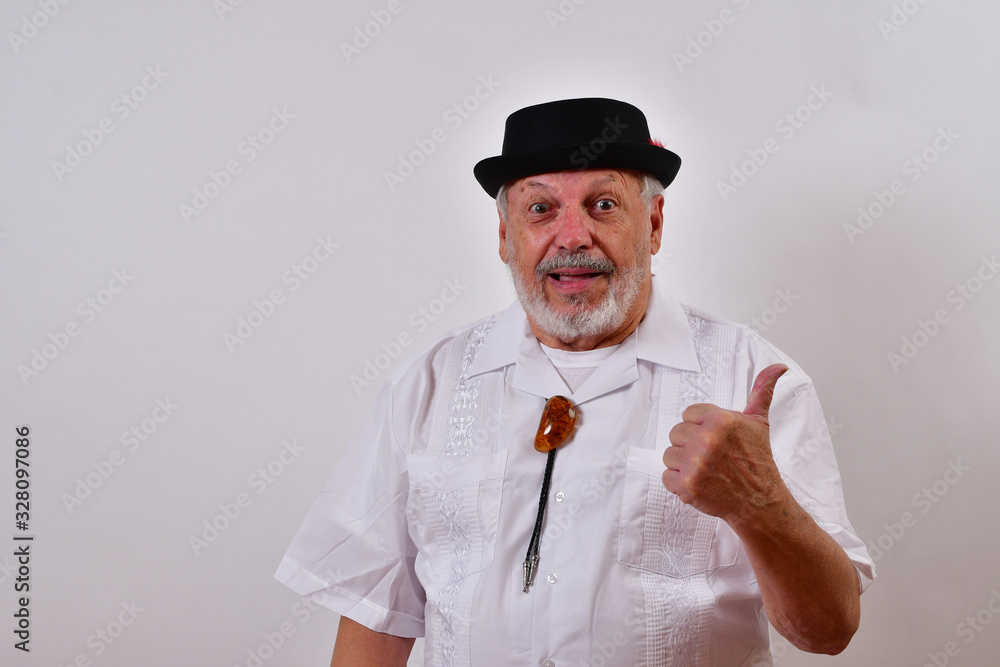 Happy old man makes sign of approval.Elderly gentleman gestures good ...