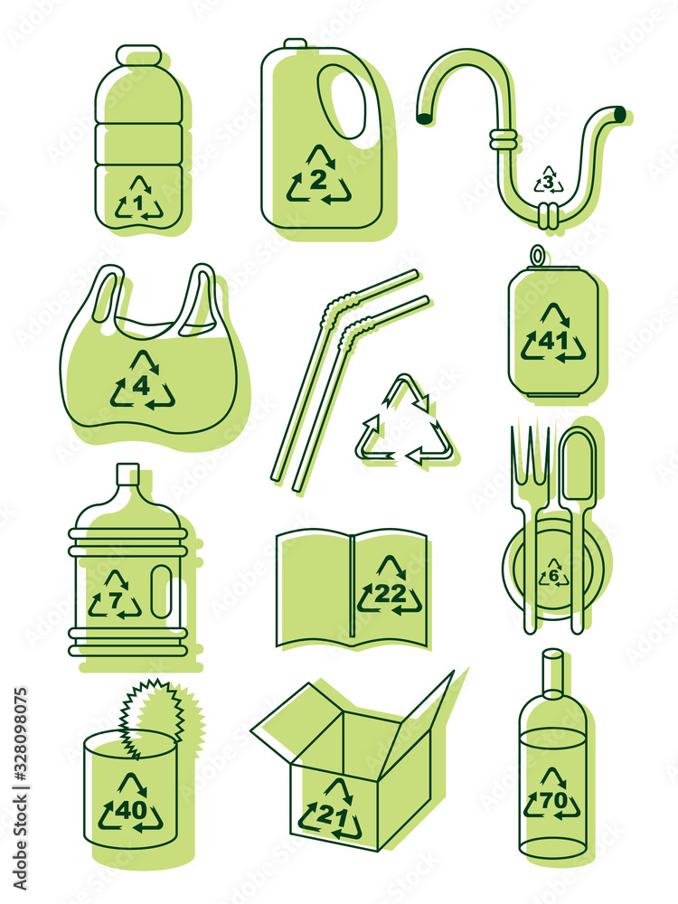 Set environmental symbols in the triangle. Recycling symbols of plastic ...
